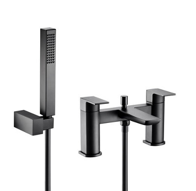 Aquarius Hydro Bath Shower Mixer Tap inc Kit Matt Black | DIY at B&Q