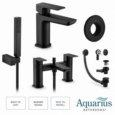 Aquarius Hydro Complete Bath Brassware Pack with Basin Mixer, Bath and ...