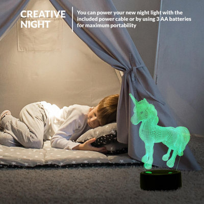 Aquarius LED 3D Colour Changing Hologram Night Light and Desk Lamp ...