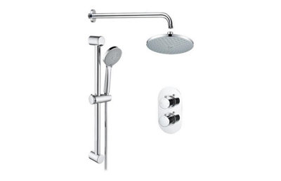 Aquarius Modern Round Shower Bundle with Riser Chrome AQBND0118 | DIY ...