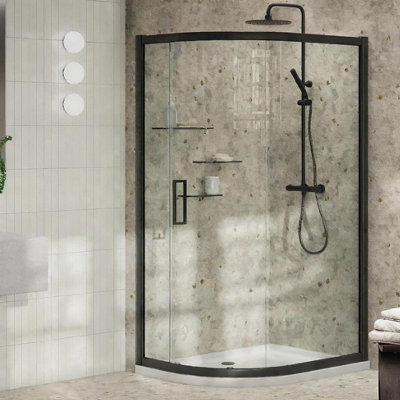 Aquarius Pluvia 8mm Offset Quadrant Single Sliding Shower Door - 1200 x ...