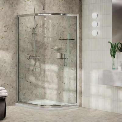 Aquarius Pluvia 8mm Offset Quadrant Single Sliding Shower Door - 1200 x ...