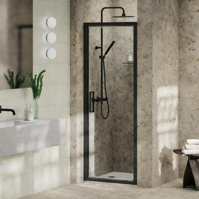 Aquarius Pluvia 8mm Pivot Shower Door - 900 x 2000mm - Black