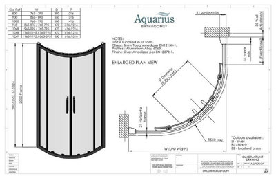 Aquarius Pluvia 8mm Quadrant Double Sliding Shower Door - 900 x 900 x ...