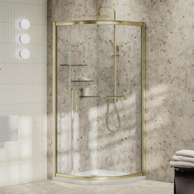 Aquarius Pluvia 8mm Quadrant Single Sliding Shower Door - 900 x 900 x ...