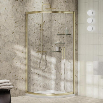 Aquarius Pluvia 8mm Quadrant Single Sliding Shower Door - 900 x 900 x ...