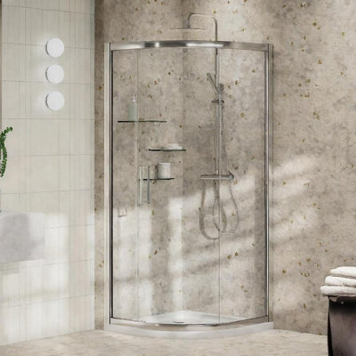 Aquarius Pluvia 8mm Quadrant Single Sliding Shower Door - 900 x 900 x ...