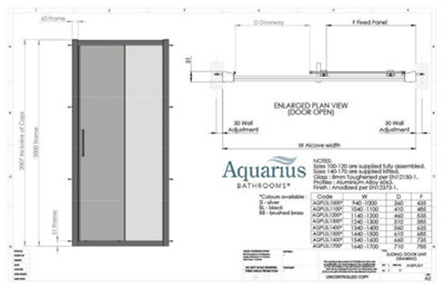 Aquarius Pluvia 8mm Sliding Shower Door - 1100 x 2000mm - Silver