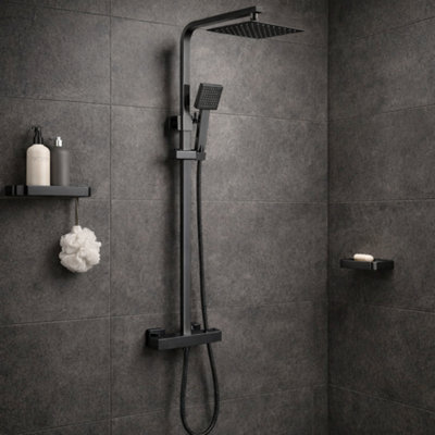 Aquarius RainLux Cool Touch Adjustable Square Exposed Shower Valve and ...
