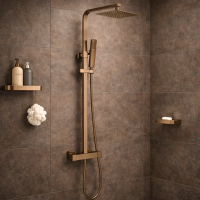 Aquarius RainLux Cool Touch Exposed Adjustable Height Square Shower ...