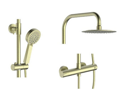 Aquarius RainLux Eco Round Adjustable Exposed Bar Shower System Brushed ...