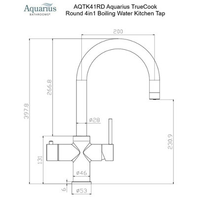 Aquarius TrueCook Round 4in1 Boiling Water Kitchen Tap Kit Brushed Brass