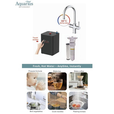 Aquarius TrueCook Round 4in1 Boiling Water Kitchen Tap Kit Brushed Brass