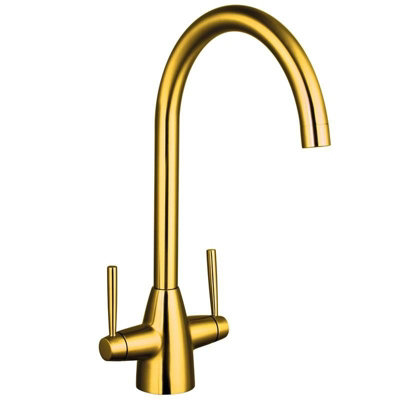 Aquarius TrueCook Series 15 Brushed Gold Two Handle Kitchen Mixer Tap ...