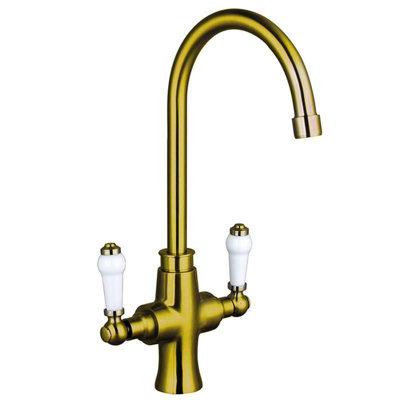Aquarius TrueCook Series 2 Brushed Gold Two Handle Kitchen Mixer Tap ...