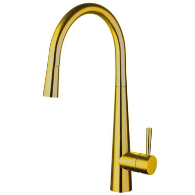 Aquarius TrueCook Series 9 Brushed Gold Pull Out Single Lever Kitchen ...