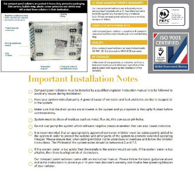 Aquarius Type 22 Compact Panel Radiator 600 x 1400 Matt Black AQ250199 ...