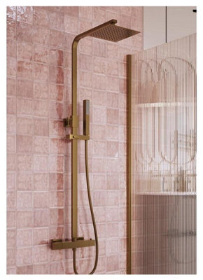 Aquarius Zanelli Square Adjustable Shower System Brushed Bronze