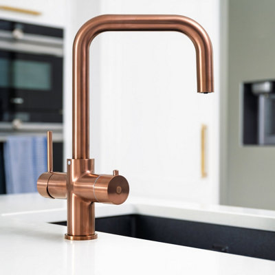 Aquatap Pro Brushed Rose Gold D-Shape 4-in-1 Instant Boiling Water Tap