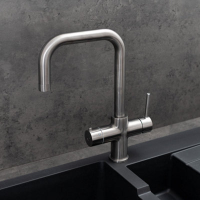 Aquatap Pro Gunmetal Grey D-Shape Brushed Finish 4-in-1 Instant Boiling ...