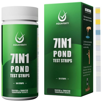 AQUAVERITY 7 in 1 Pond Test Strips Accurate Pond Water Test Kit 50 Test ...