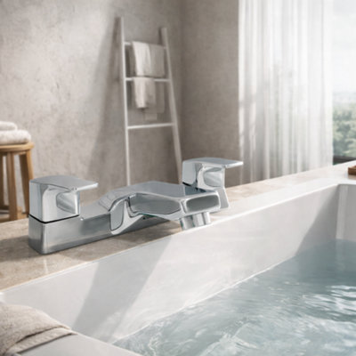 Araya Castillo Bath Filler Chrome - Modern Waterfall Bath Tap, Dual ...