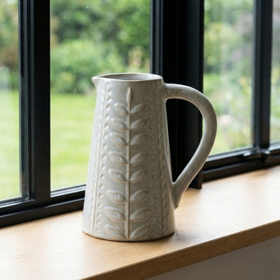 Arborea Embossed Leaf Jug Decor