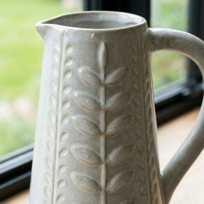 Arborea Embossed Leaf Jug Decor