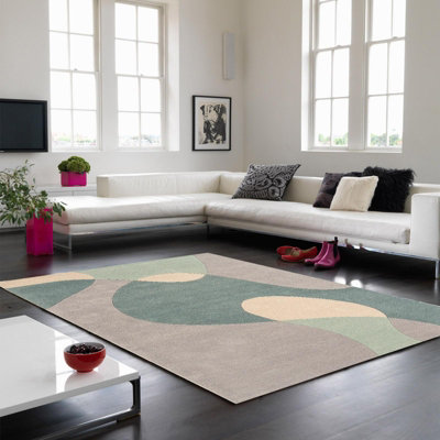 Arc Sky Wool Abstract Handmade Modern Rug For Bedroom & Living Room ...