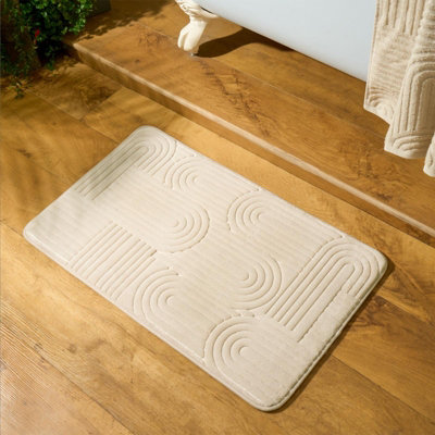 Arch Embossed Memory Foam Absorbent Non-Slip Bath Mat, Cream - 45 x 75cm