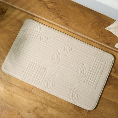 Arch Embossed Memory Foam Absorbent Non-Slip Bath Mat, Cream - 45 x 75cm