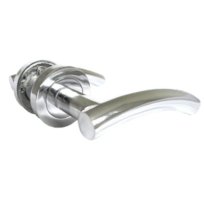 Arched Lever Door Handles on Round Rose - Chrome 134mm
