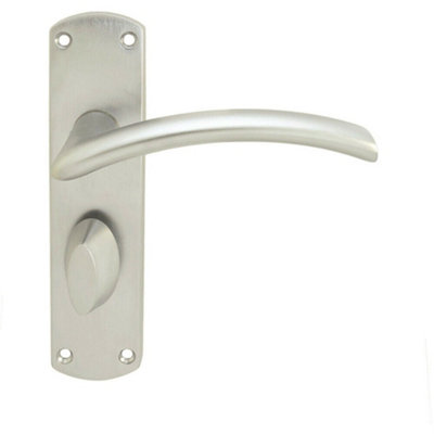 Arched Lever on Bathroom Backplate Door Handle 170 x 42mm Satin Chrome