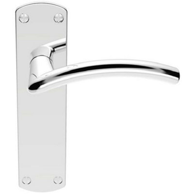 Arched Lever on Latch Backplate Door Handle 170 x 42mm Polished Chrome