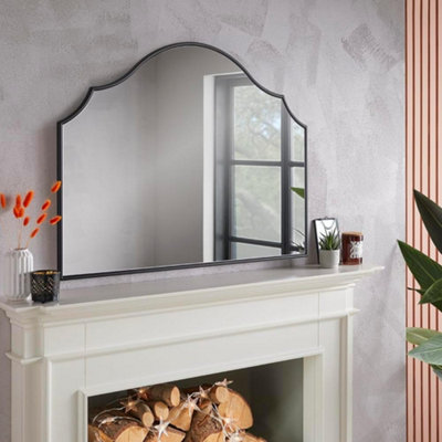 Arched Shape Overmantle Mirror With Black Metal Frame, Arcus of H71 x ...