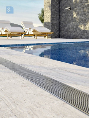 Architectural Channel Drain 1500mm x 74mm x 42mm, 316 Stainless Steel ...