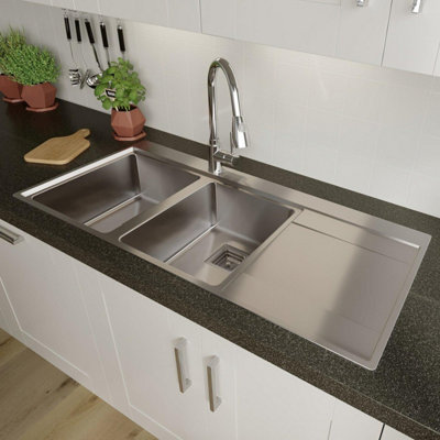 Arciflo Kitchen Sink 2.0 Double Bowl RH Drainer Stainless Steel Modern ...