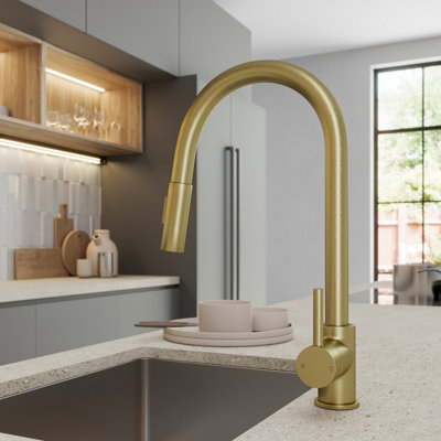 Arciflo Pull Out Kitchen Mixer Tap Dual Spray Swivel Spout Single Lever ...