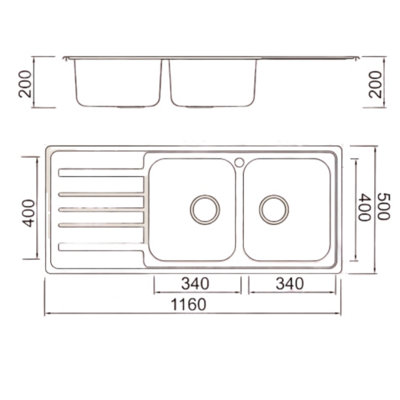 Arciflo Stainless Steel Double Bowl Inset Kitchen Sink Left Hand Modern ...