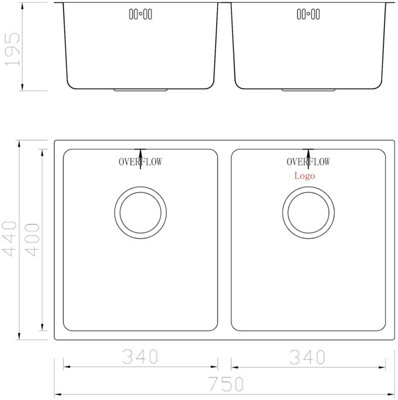 Arciflo Stainless Steel Kitchen Sink 2 Double Bowl Inset Undermount ...