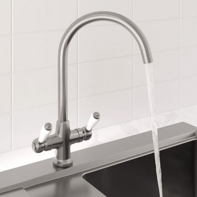 Arciflo Traditional Mono Kitchen Sink Mixer Tap Twin Ceramic Lever ...