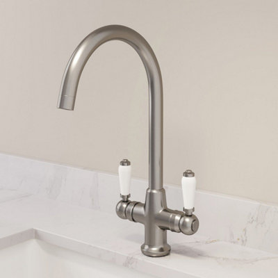 Arciflo Traditional Mono Kitchen Sink Mixer Tap Twin Ceramic Lever ...