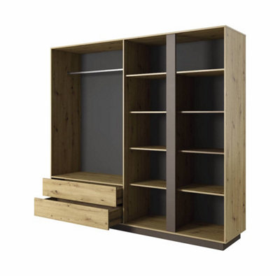 Arco Contemporary 4 Hinged Door Wardrobe 7 Shelves 2 Drawers 1 Rail ...