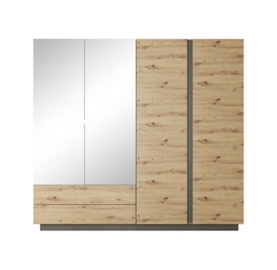 Arco Contemporary 4 Hinged Door Wardrobe 7 Shelves 2 Drawers 1 Rail ...