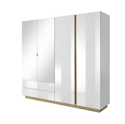 Arco Contemporary 4 Hinged Door Wardrobe 7 Shelves 2 Drawers 1 Rail ...