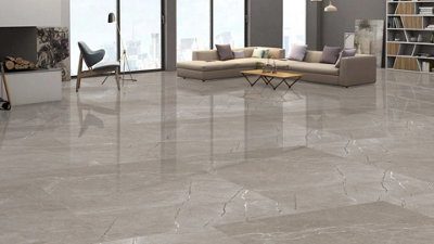 Arctic Grey Glossy - 9mm Indoor wall/floor tiles 300mm X 600mm pack of ...