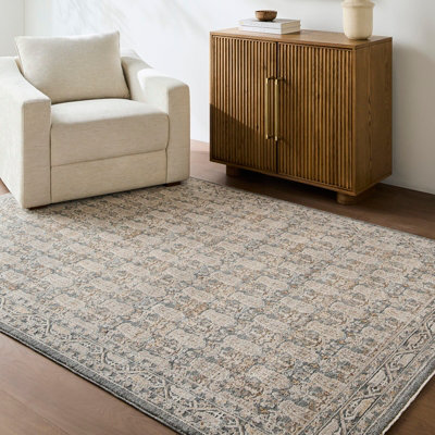 Arda-Vintage Green Grey Brown Traditional Boho Fringe Living Dining ...