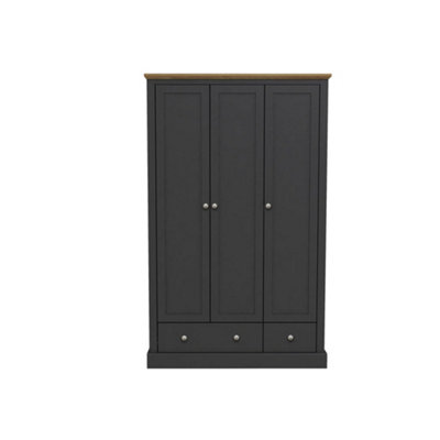 Ardee 3 Door 2 Drawer Wardrobe in Dark Grey and Natural Oak