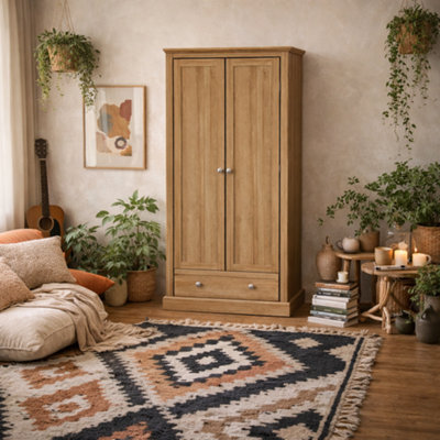 Ardee Natural Oak 2-Door Wardrobe with Drawer