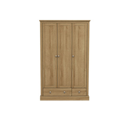 Ardee Natural Oak 3-Door Wardrobe with 2 Drawers 112.9cm Wide